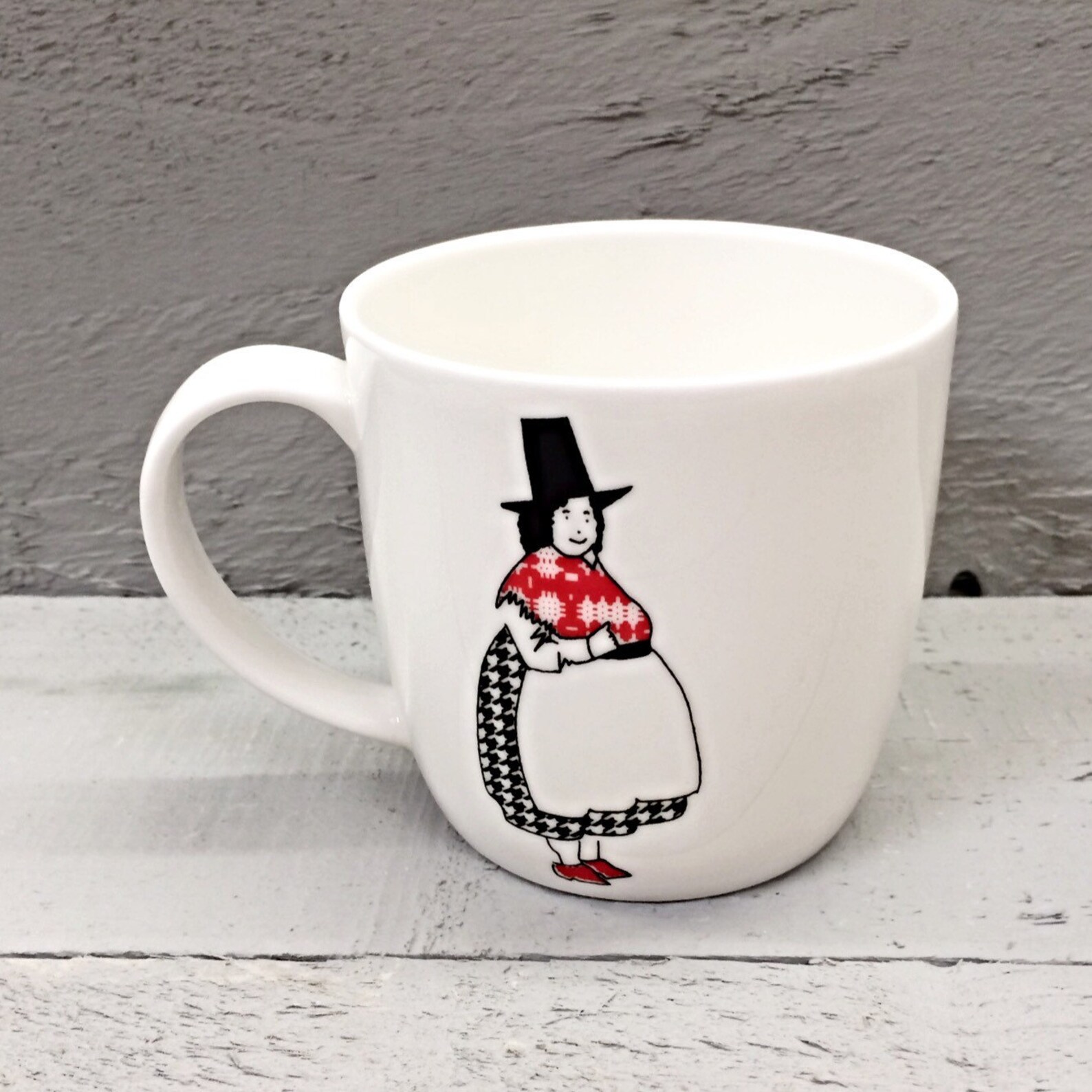 Welsh Lady Bone China Mugs Welsh Blanket Design - Etsy