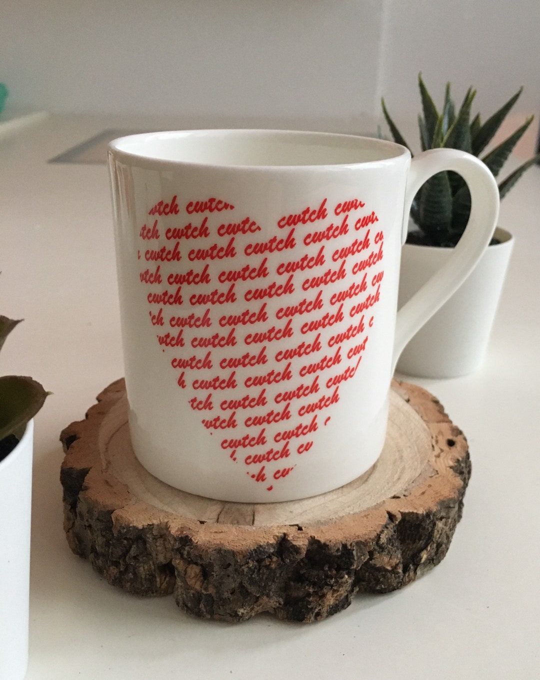 Red Heart Cwtch Bone China Welsh Mug - Etsy