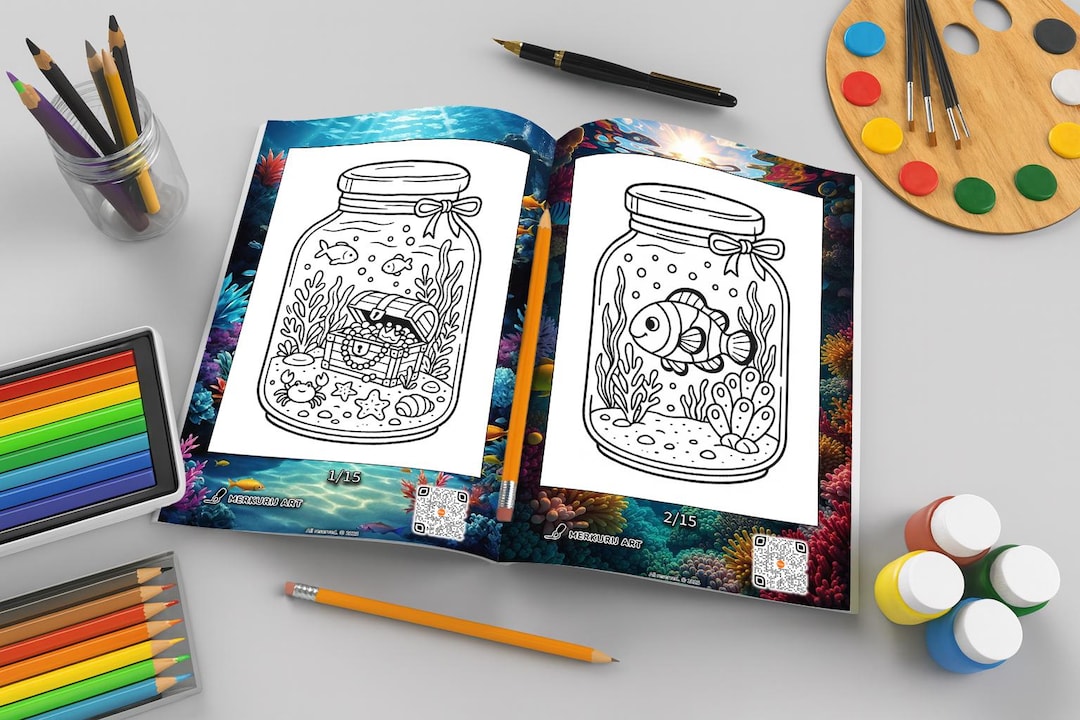 Underwater Jar Adventure Coloring Pages, 15 Ocean Story in a Jar ...