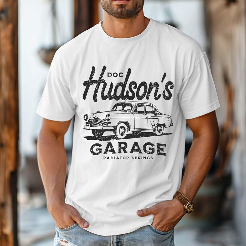 Retro Doc Hudson's Garage Shirt, Radiator Springs Doc Hudson Shirt ...