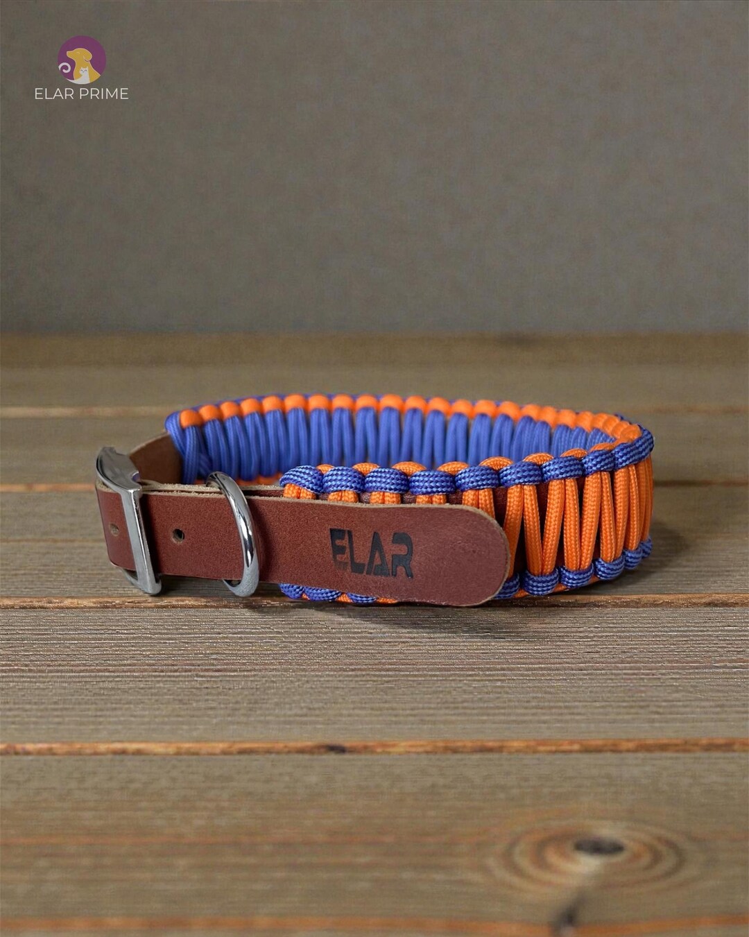 Tangerine Indigo Paracord Dog Collar – Handmade With Leather, Orange ...