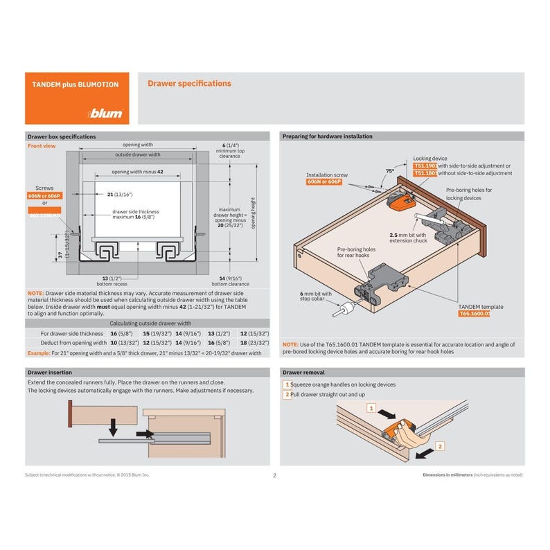 Blum 563H Tandem Drawer Slides Kit – Soft Close, Zinc, 6-pair - Etsy