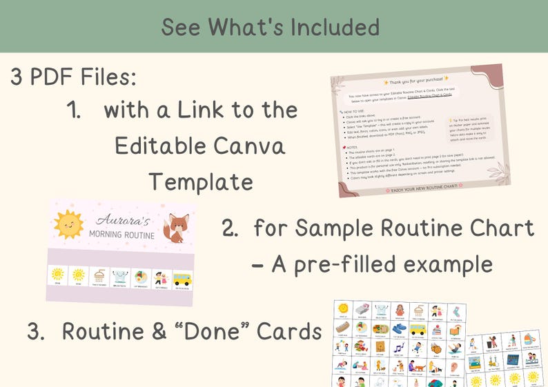 Editable Morning Routine Chart for Kids | Printable Visual Schedule - Etsy