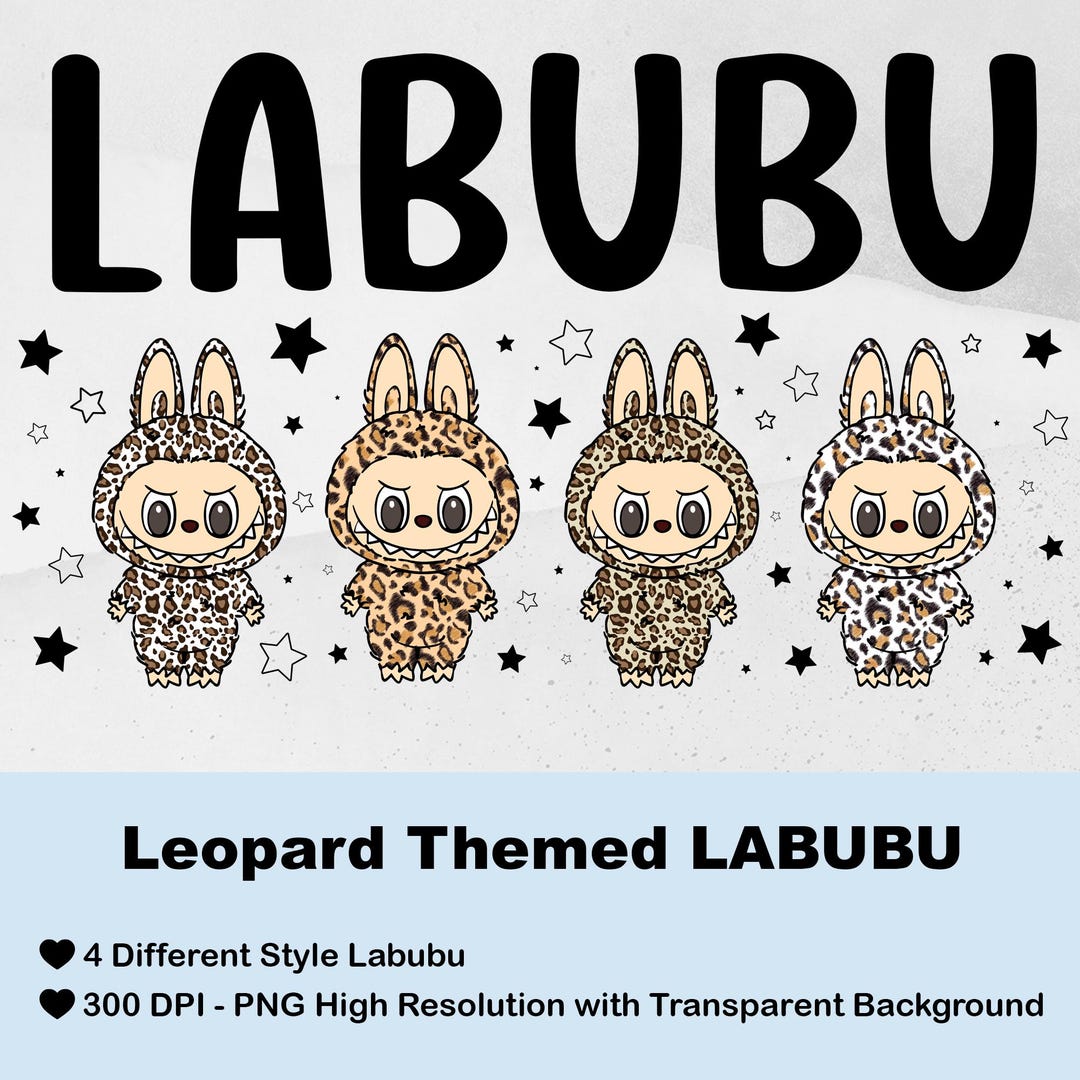 Leopard Labubu PNG Clipart: T-shirt Design (digital Download) - Etsy