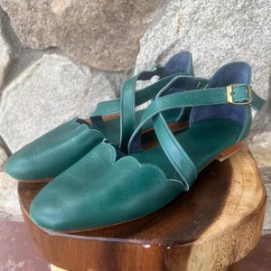 Bali Elf Handmade Mangrove Leather Sandals Size 10.5 Emerald Green ...