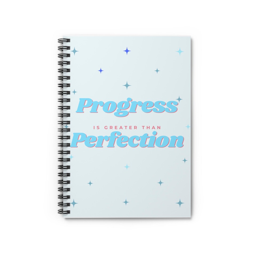 Blue Classy Spiral Notebook - Ruled Line, Progress is Greater Than ...