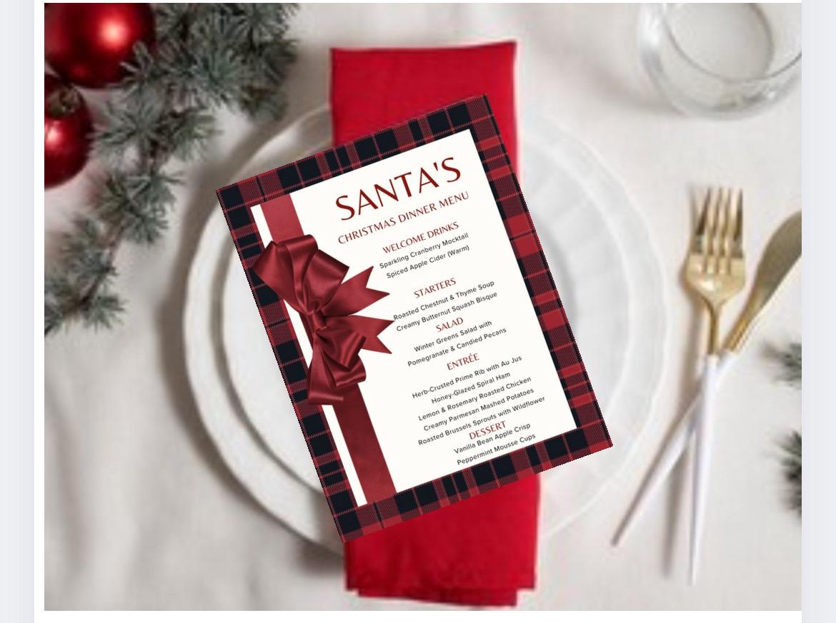 CHRISTMAS DINNER MENU • Red and Black Plaid Menu - Etsy