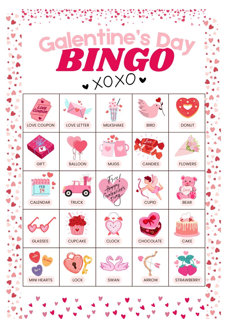 Galentine's Day Bingo Game | 5x7 Printable & Editable Canva Template ...