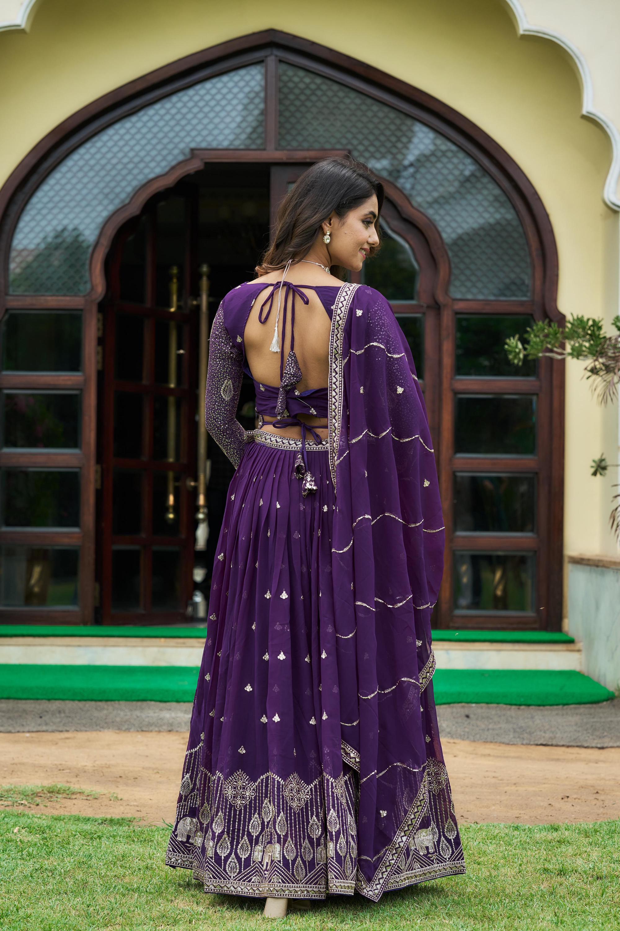 Purple Color Sequence Embroidery Work Designer Lehenga Choli for Any ...