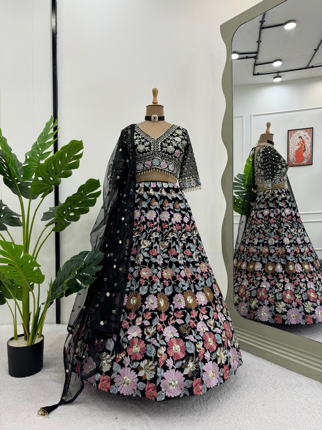 Georgette Black Lehenga Choli for Women Wedding Party Wear Designer ...