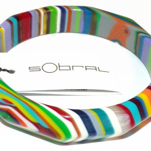 Sobral Pop Art Day PB14 Faceted Rainbow Stripe & Eye Artist Made Bangle ...