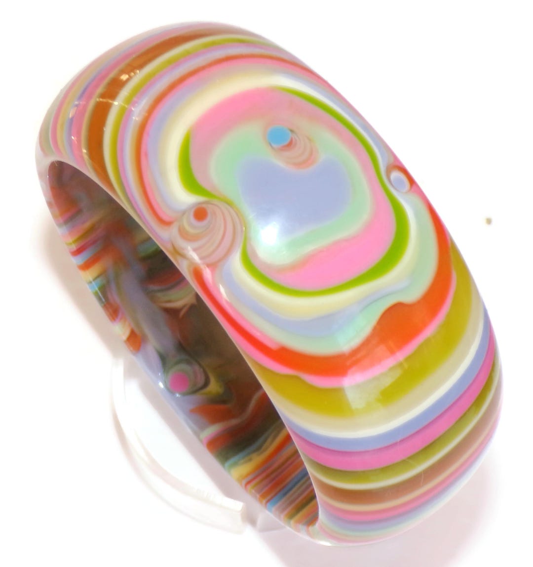 Sobral Pop Art PB34 Pastel Stripe & Eye Artist Made Bangle Bracelet - Etsy