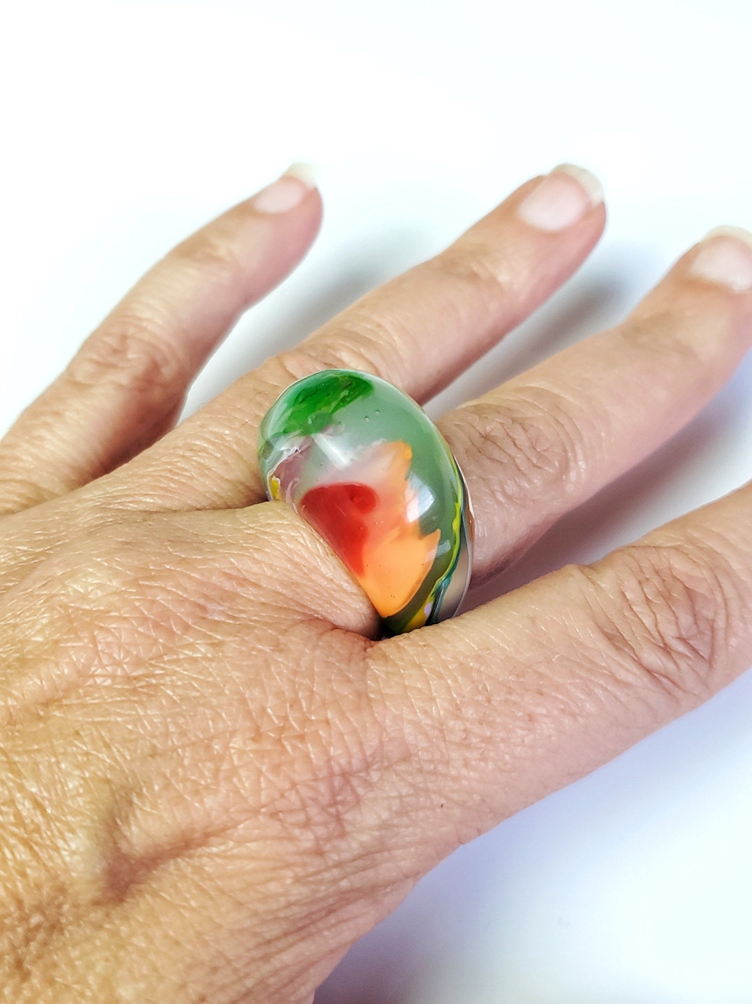 Sobral Pollock Substance Bright Multi Color Artist Made Statement Ring ...