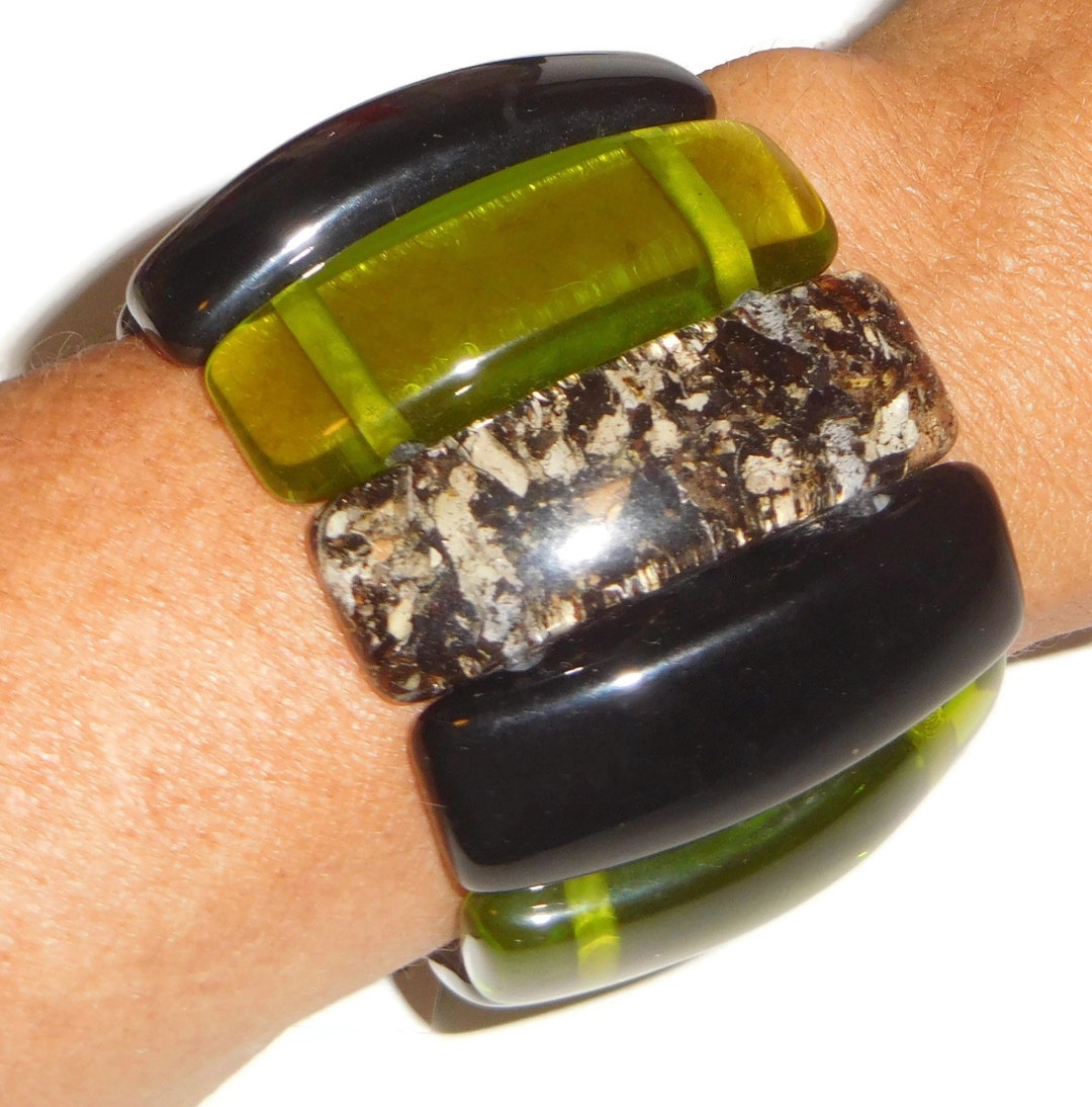 Sobral Mix Preto, Algas E Cana Porcina Domed Bead Artist Made Stretch ...