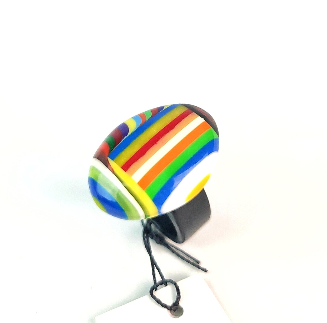 Sobral Rolling Stone Away Bright Day Stripe Artist Made Ring Size 10 - Etsy