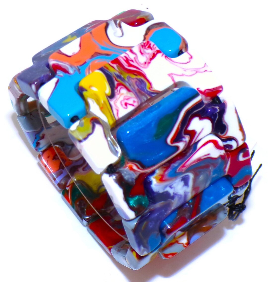 Sobral Geometria Mondrian Pollock Multicolor Beads Artist Made Stretch ...