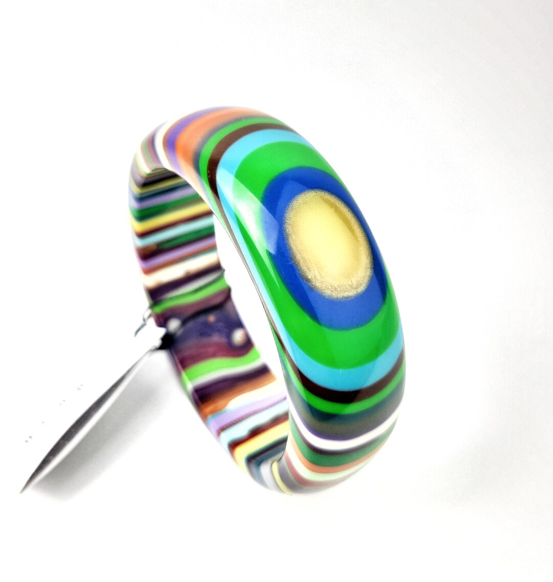 Sobral Rainbow Stripes & Eye Pop Art Day PB24 Artist Made Bangle ...
