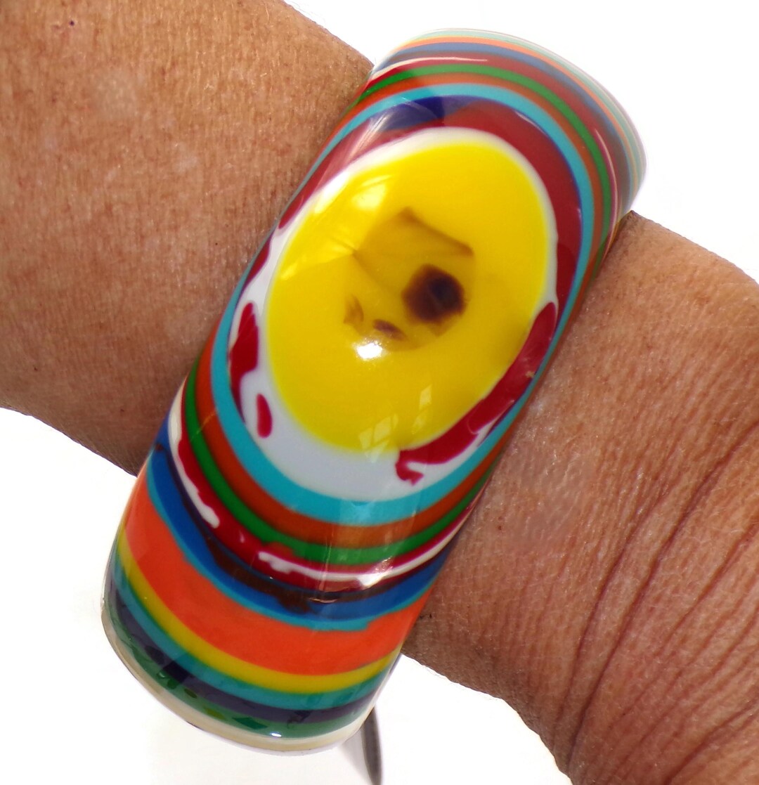 Sobral Pop Art Day PB34 Rainbow Stripe & Eye Artist Made Bangle ...