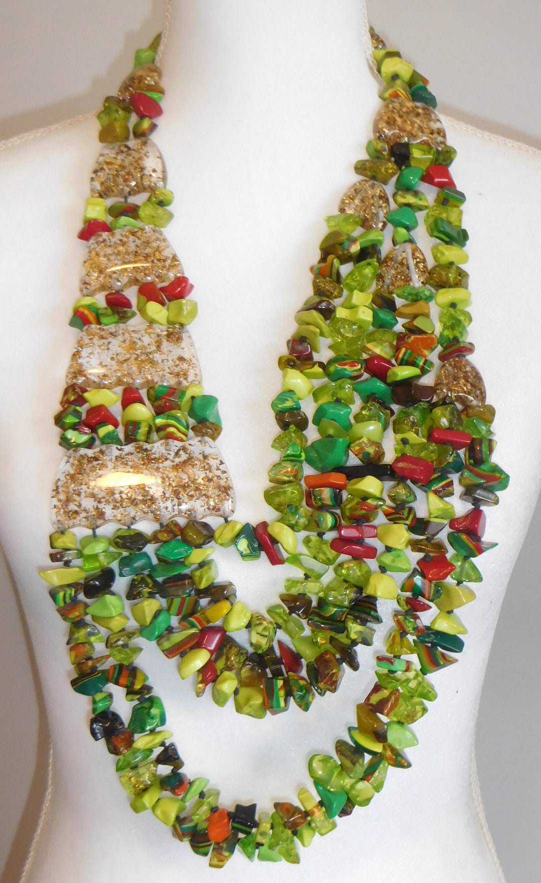 Sobral Fragments Kyara Green Mix Beads Huge Runway Style Artist Made ...