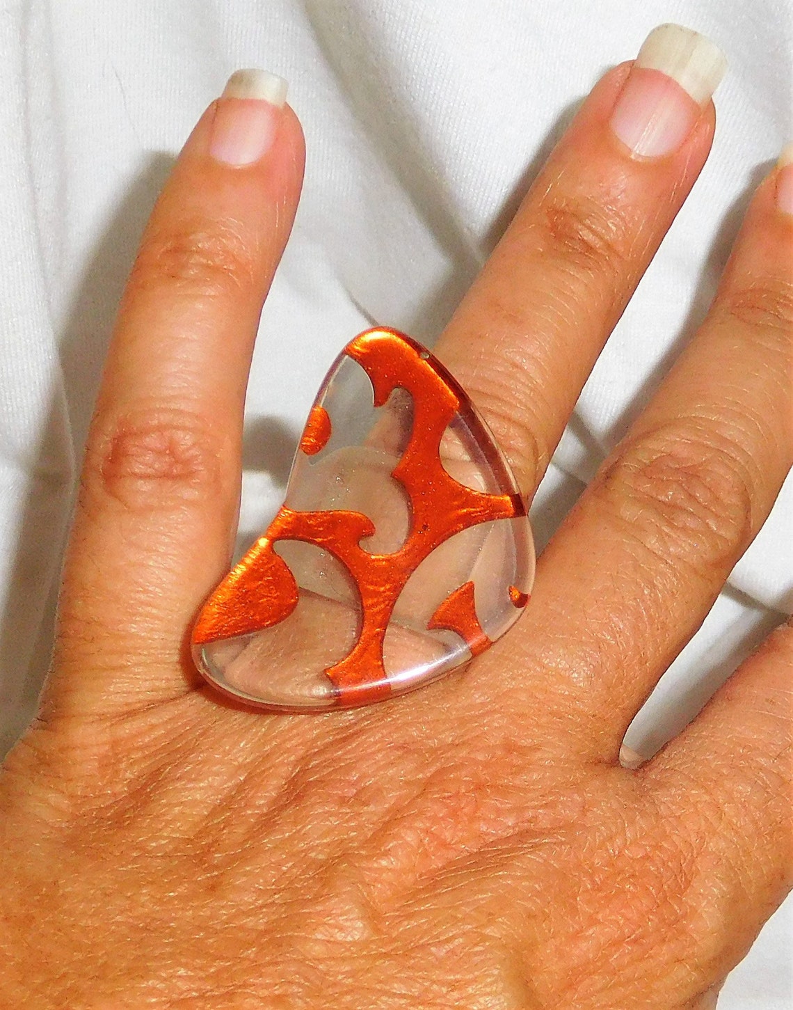 Sobral Savana Copper Brown & Clear Funky Design Ring Size 8 | Etsy