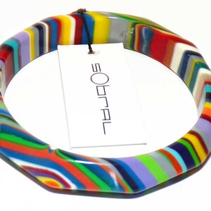 Sobral Pop Art Day PB14 Faceted Rainbow Stripe & Eye Artist Made Bangle ...