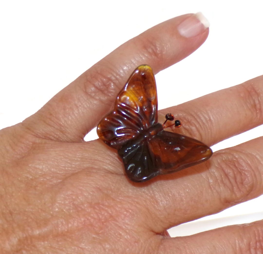 Sobral Rare Retired Detailed Pastel Pink Butterfly Artist Made Ring ...