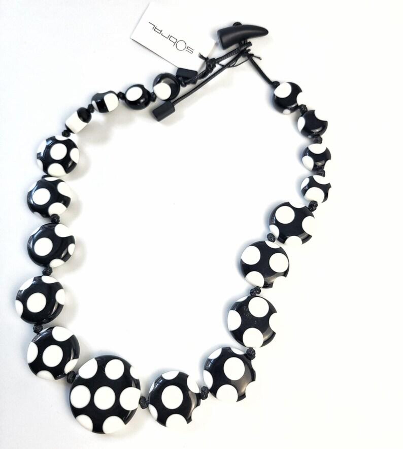 Sobral Dots White Polka Dots on Black Beads Artist Made 29" Necklace - Etsy