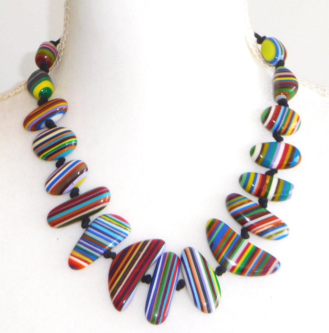 Sobral Newanderthal Multi Color Stripes Pop Art Beads Artist Made Beads ...