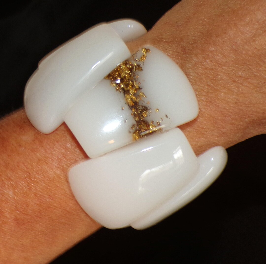 Sobral Orlando Rilma Milky White & Gold Metalique Artist Made Bead ...