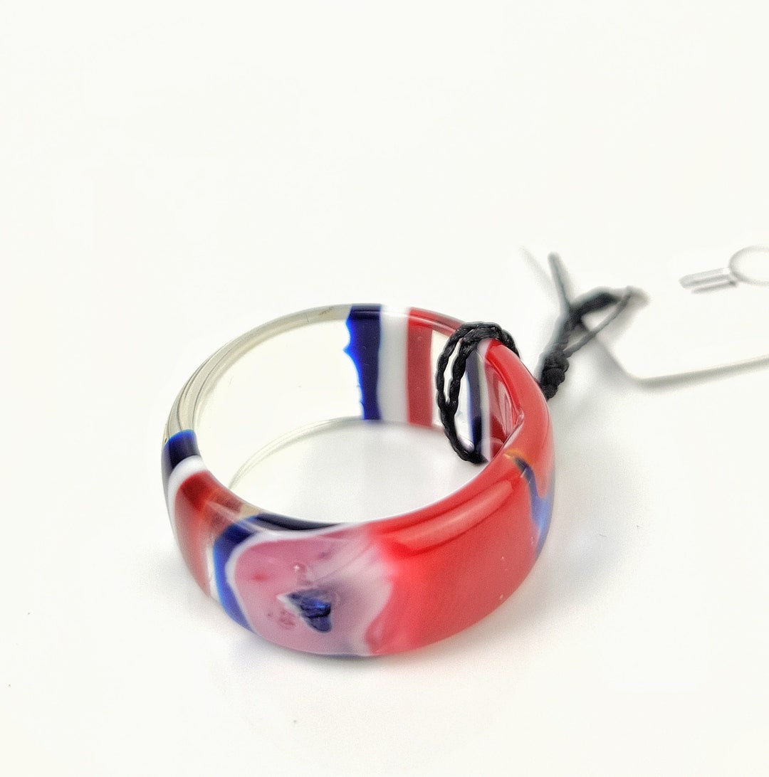 Sobral Marianne Rika Red White & Blue Swirl Artist Made Ring Size 11 - Etsy