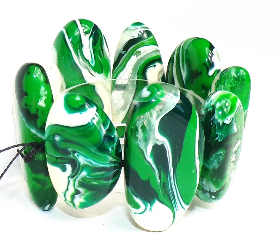Sobral Onda Reversible Large Marbled Green Beads Artist Made Statement ...