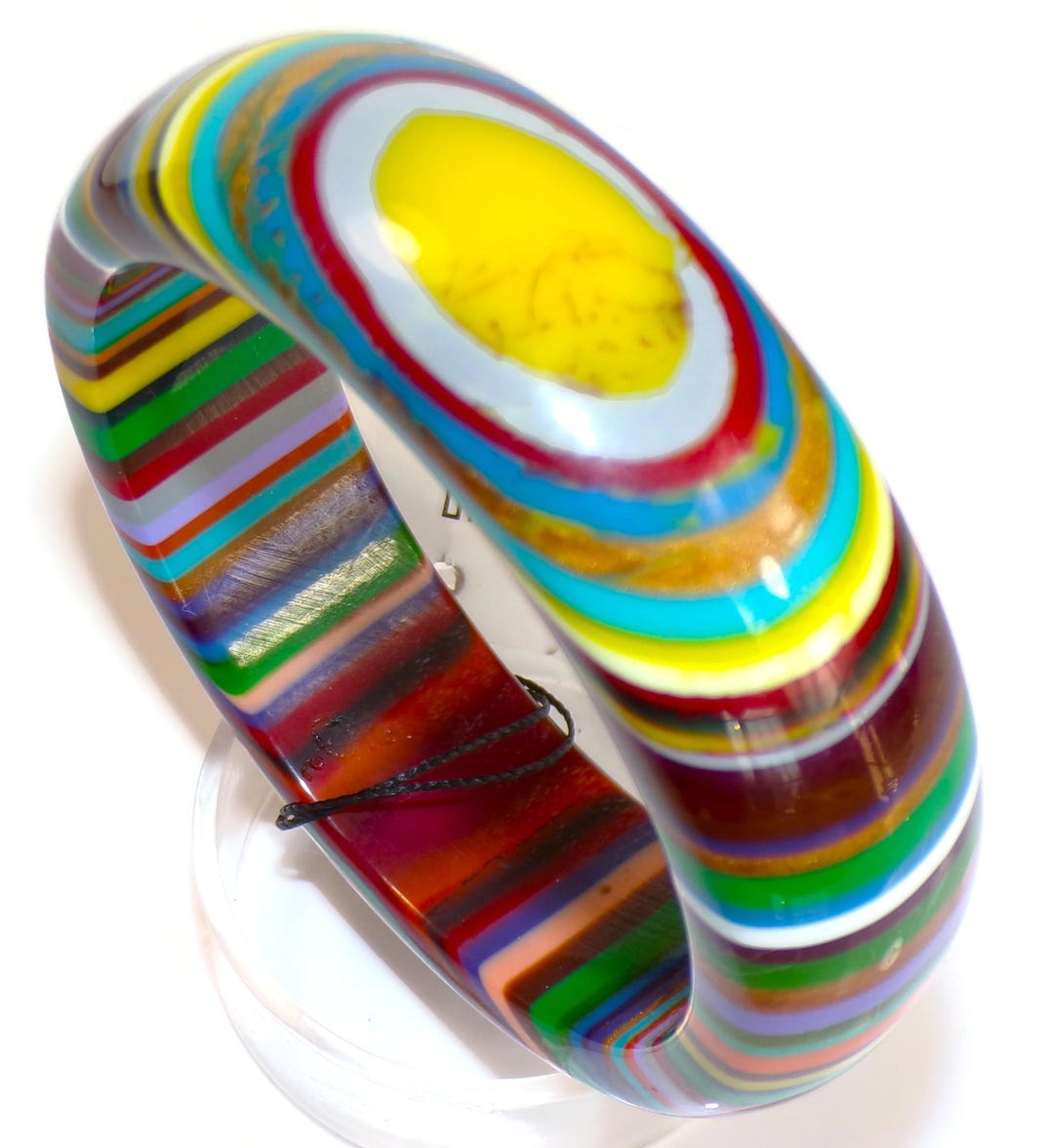 Sobral Rainbow Stripes & Eye Pop Art Day PB24 Artist Made Bangle ...