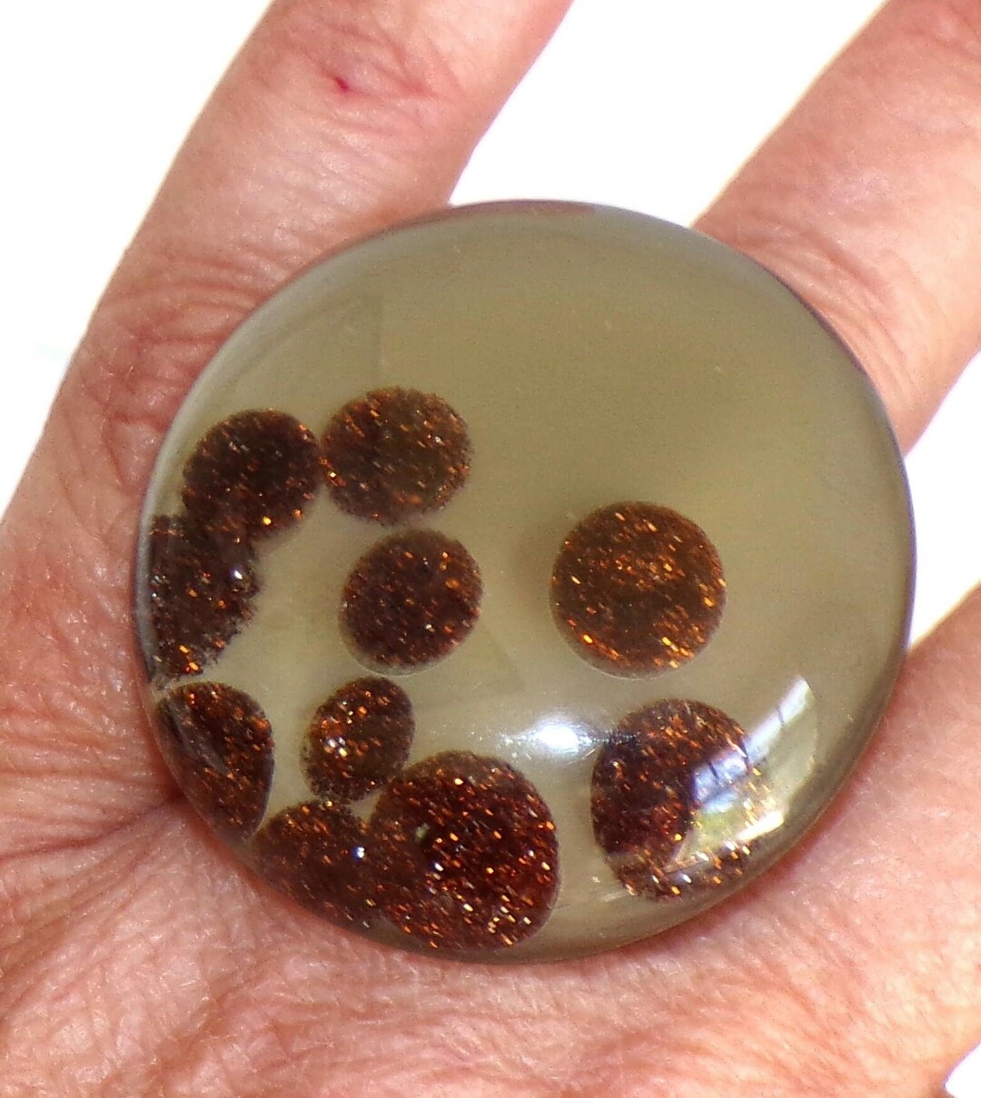 Sobral Urano Planet Fashion Copper Glitter & Taupe Artist Made Ring ...