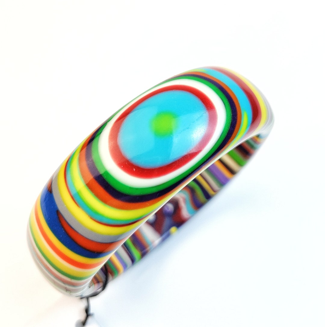 Sobral Rainbow Stripes & Eye Pop Art Day PB24 Artist Made Bangle ...