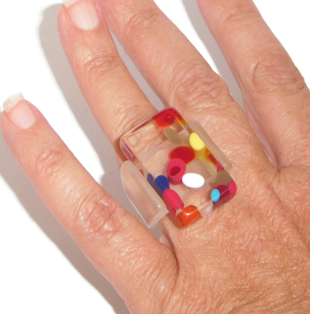 Sobral Mil Flores Violetta Multi Color Dot Inclusion Artist Made Ring ...