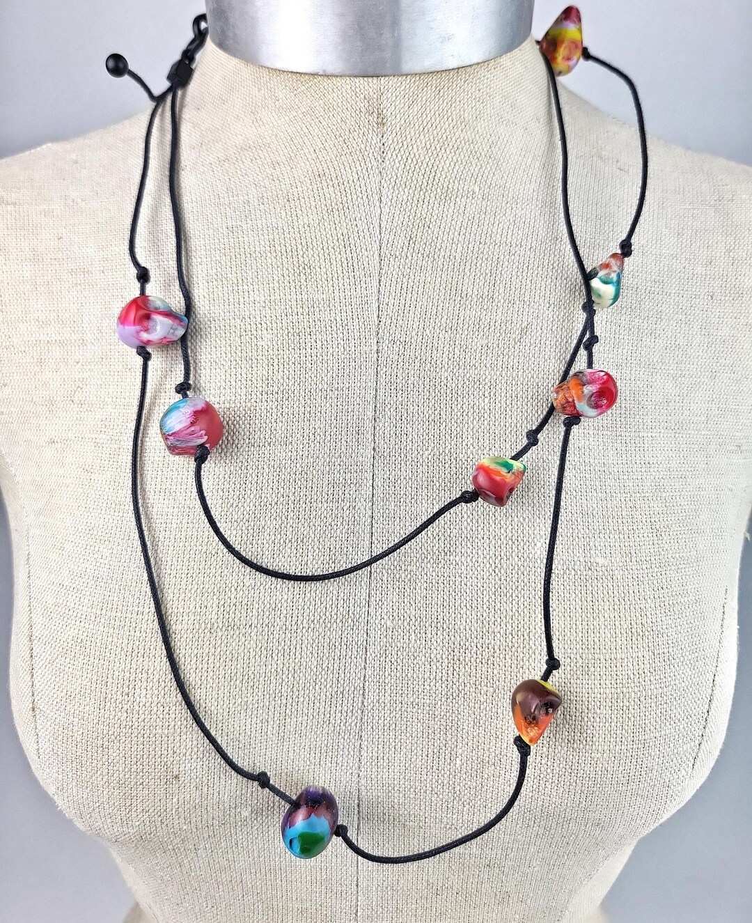 Sobral Atelie Cranio Mini Multicolor Skull Beads Artist Made Long ...