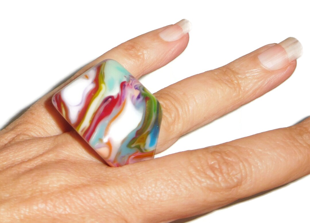 Sobral Pollock Secret Multi Hue Statement Artist Made Ring Size 7.25 - Etsy