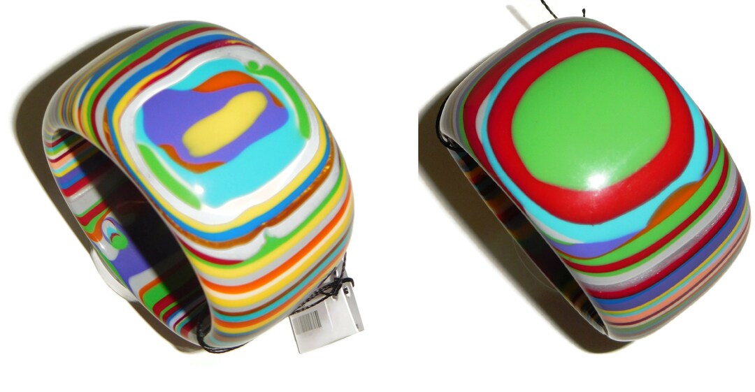 Sobral Pop Art PB50 Rainbow Stripes & Eye Artist Made Bangle Bracelet ...
