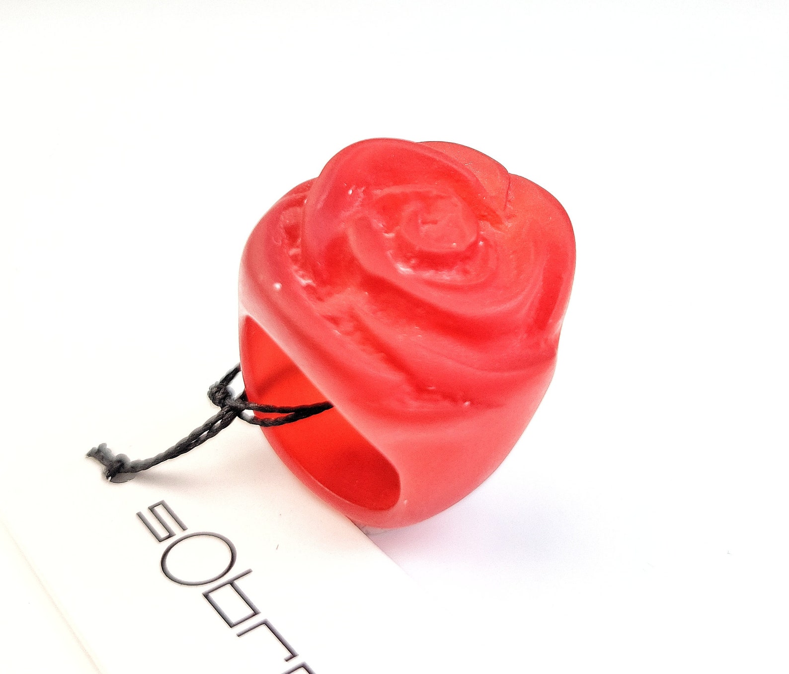 Sobral Classicos Rosa Frost Matte Red Rose Flower Artist Made Ring - Etsy