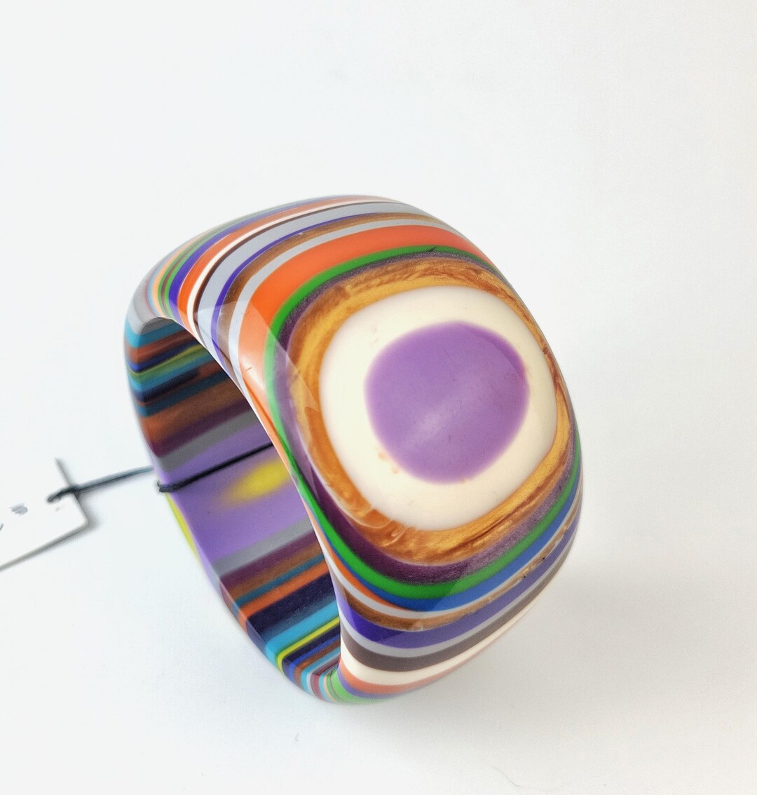 Sobral Pop Art PB50 Rainbow Stripes & Eye Artist Made Bangle Bracelet ...