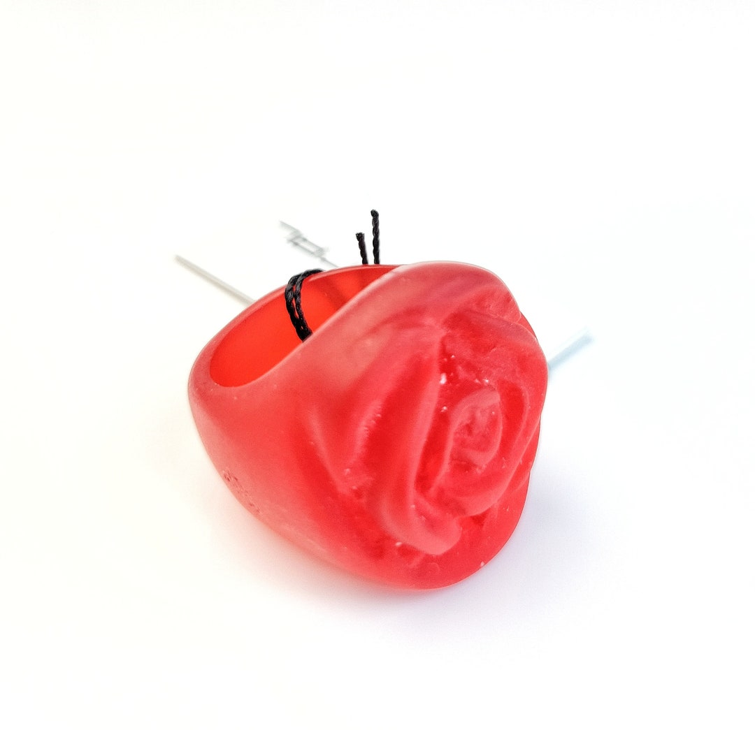 Sobral Classicos Rosa Frost Matte Red Rose Flower Artist Made Ring - Etsy