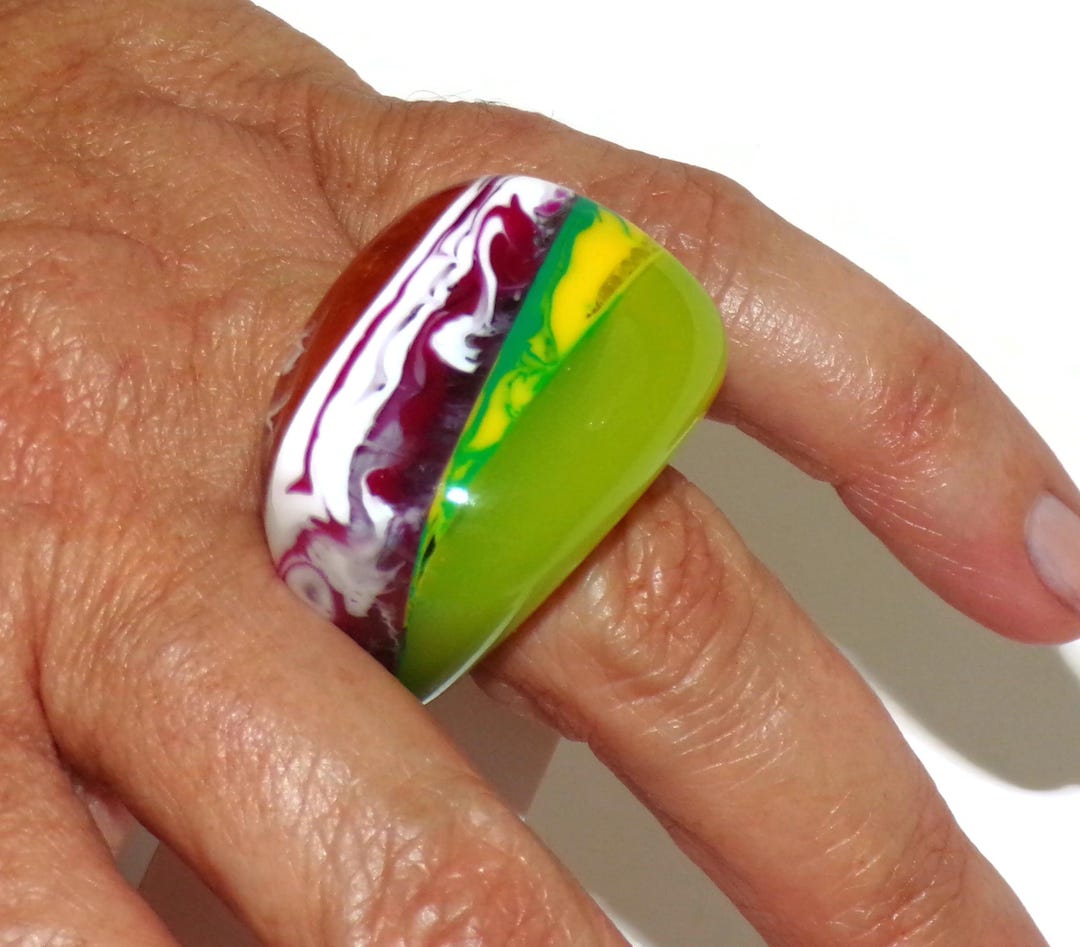 Sobral Onda Wave Marbled Multicolor Artist Made Statement Ring Size 8 ...