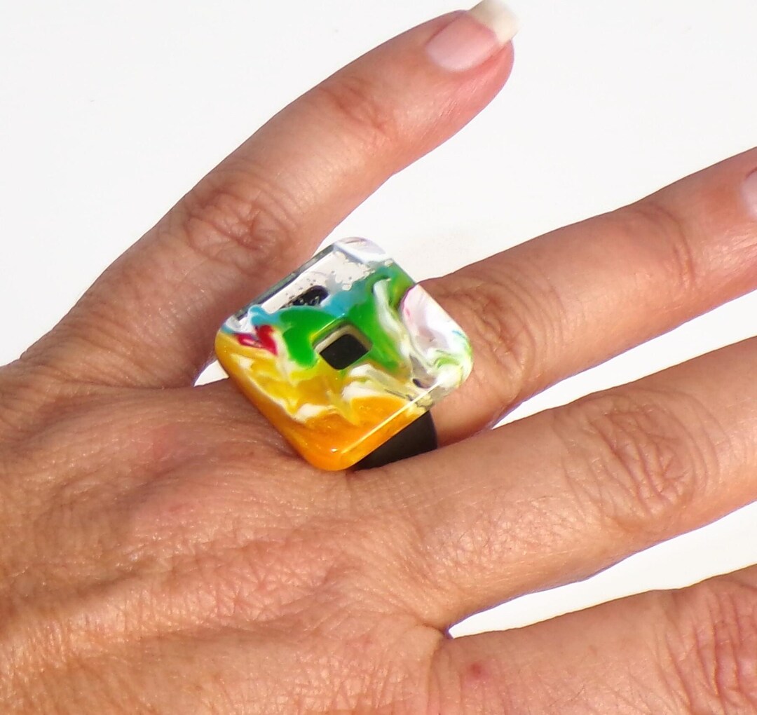 Sobral Pitagoras L2 Pollock Square Bead Artist Made Ring Size 8 - Etsy