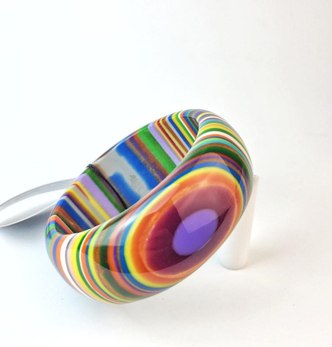 Sobral Pop Art Day PB34 Rainbow Stripe & Eye Artist Made Bangle ...