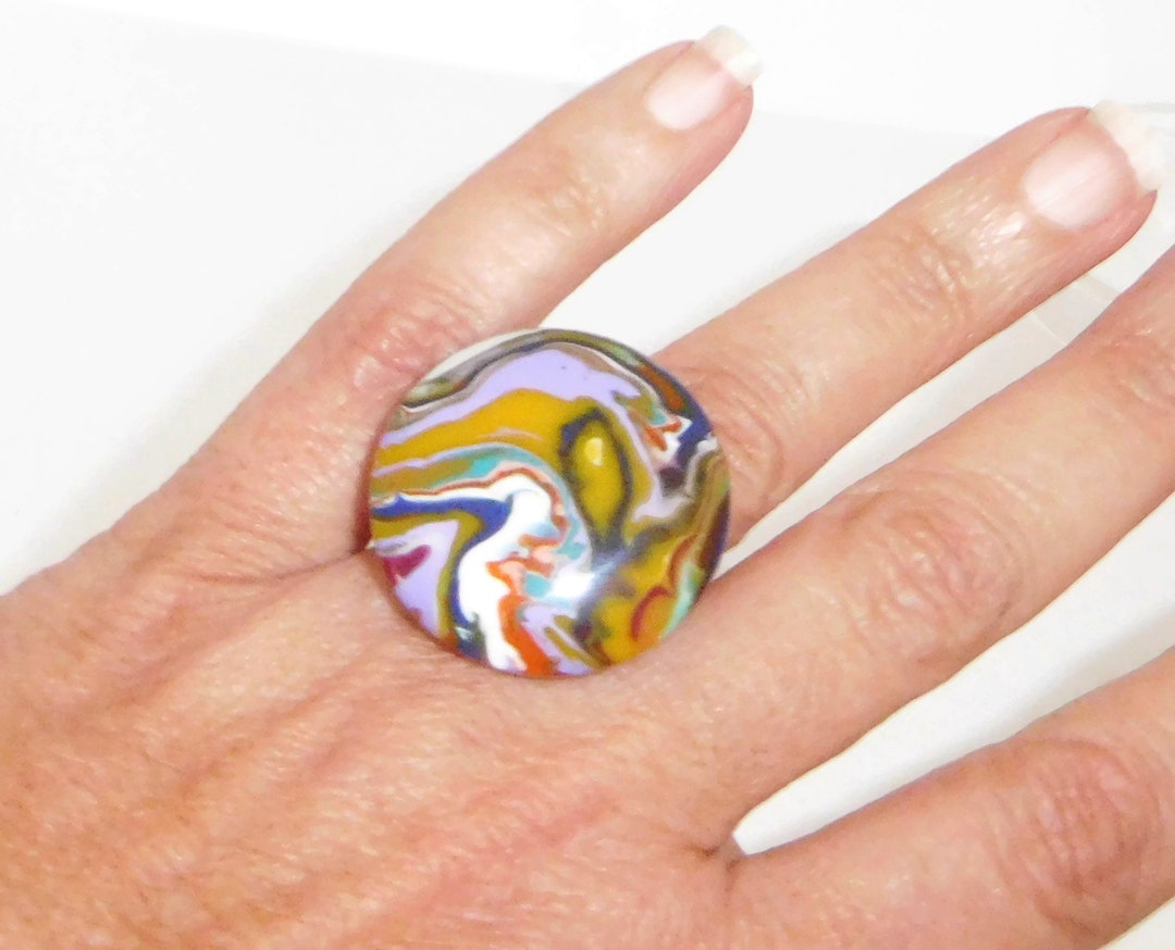 Sobral Pollock Arshile Marbled Multi Hue Statement Artist Made Ring ...