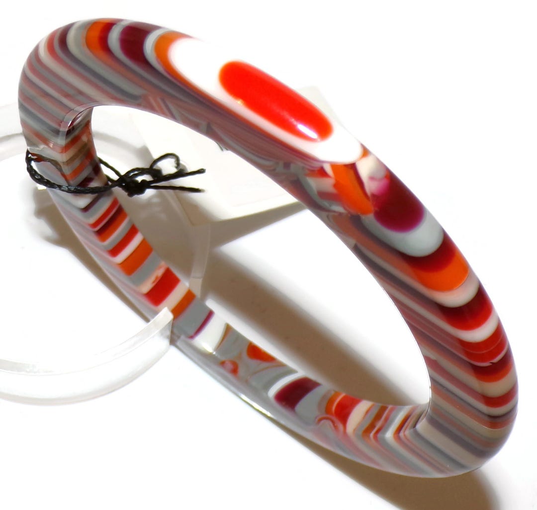 Sobral Rare Pop Art PML06 Orange Programado Stripes Artist Made Bangle ...