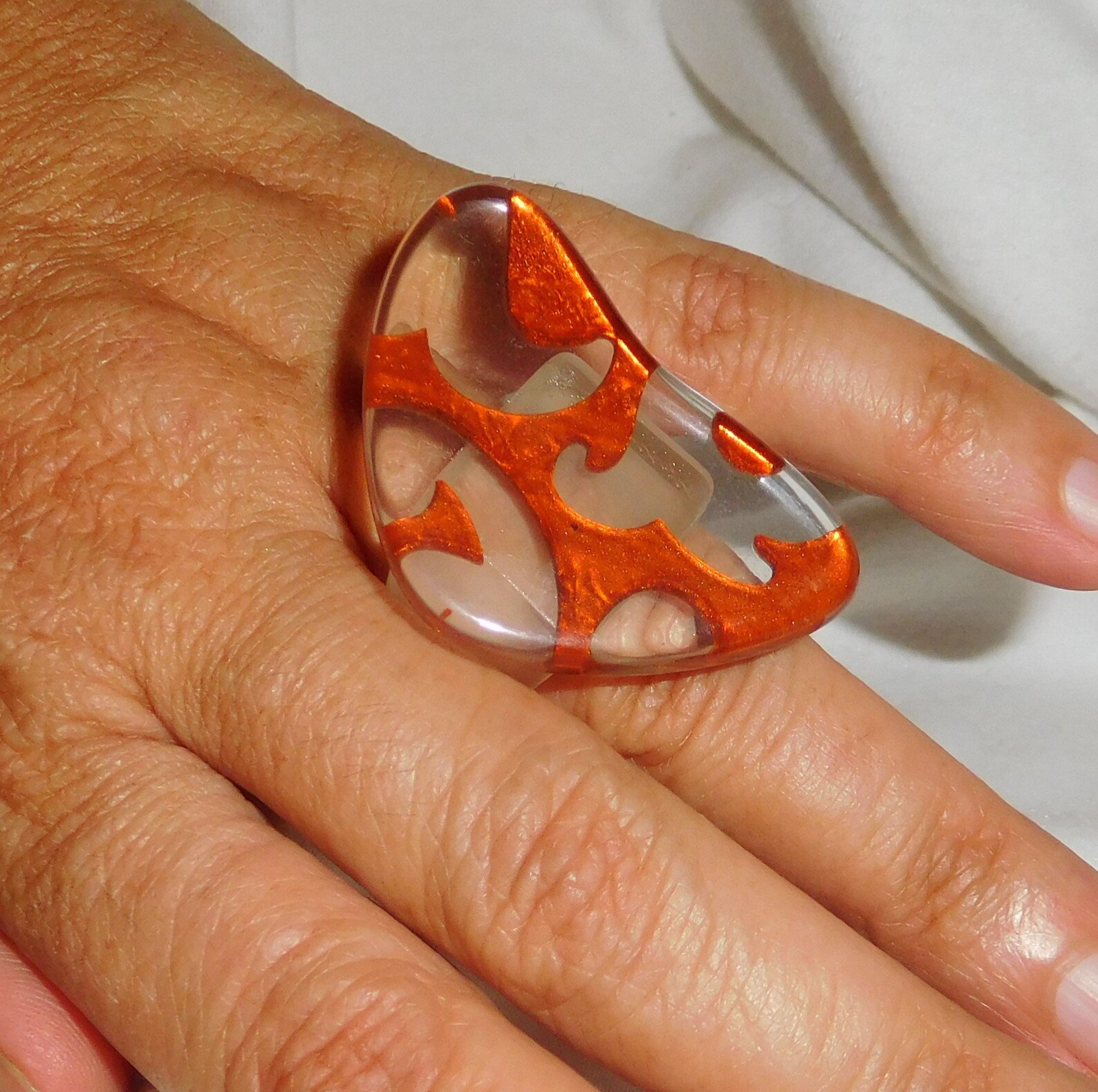 Sobral Savana Copper Brown & Clear Funky Design Ring Size 8 - Etsy