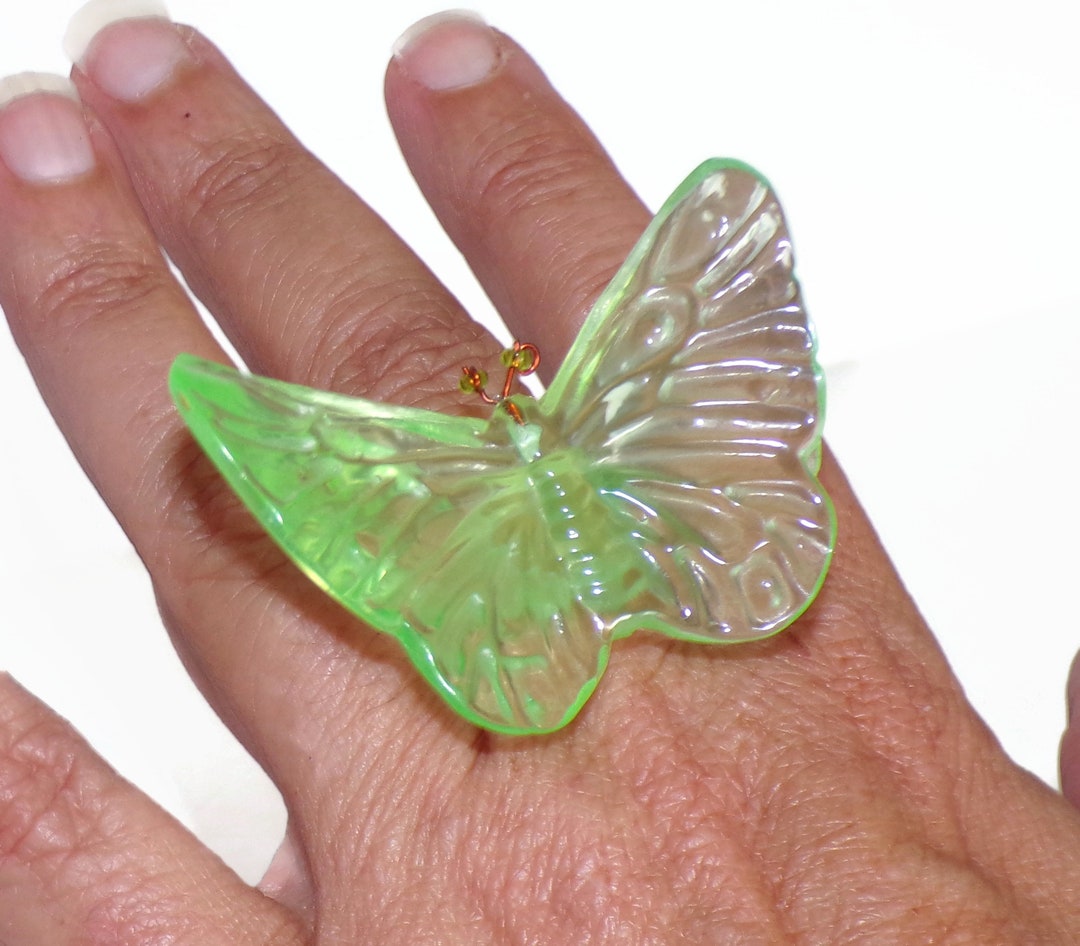 Sobral Large Detailed Clear Pastel Green Butterfly Artist Made Ring - Etsy