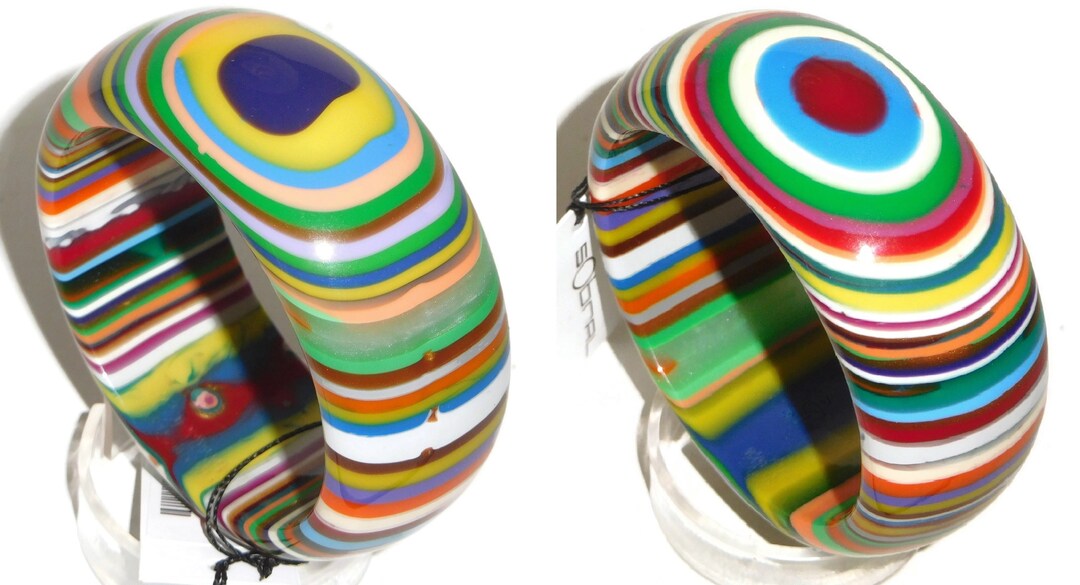 Sobral Pop Art Day PB34 Rainbow Stripe & Eye Artist Made Bangle ...