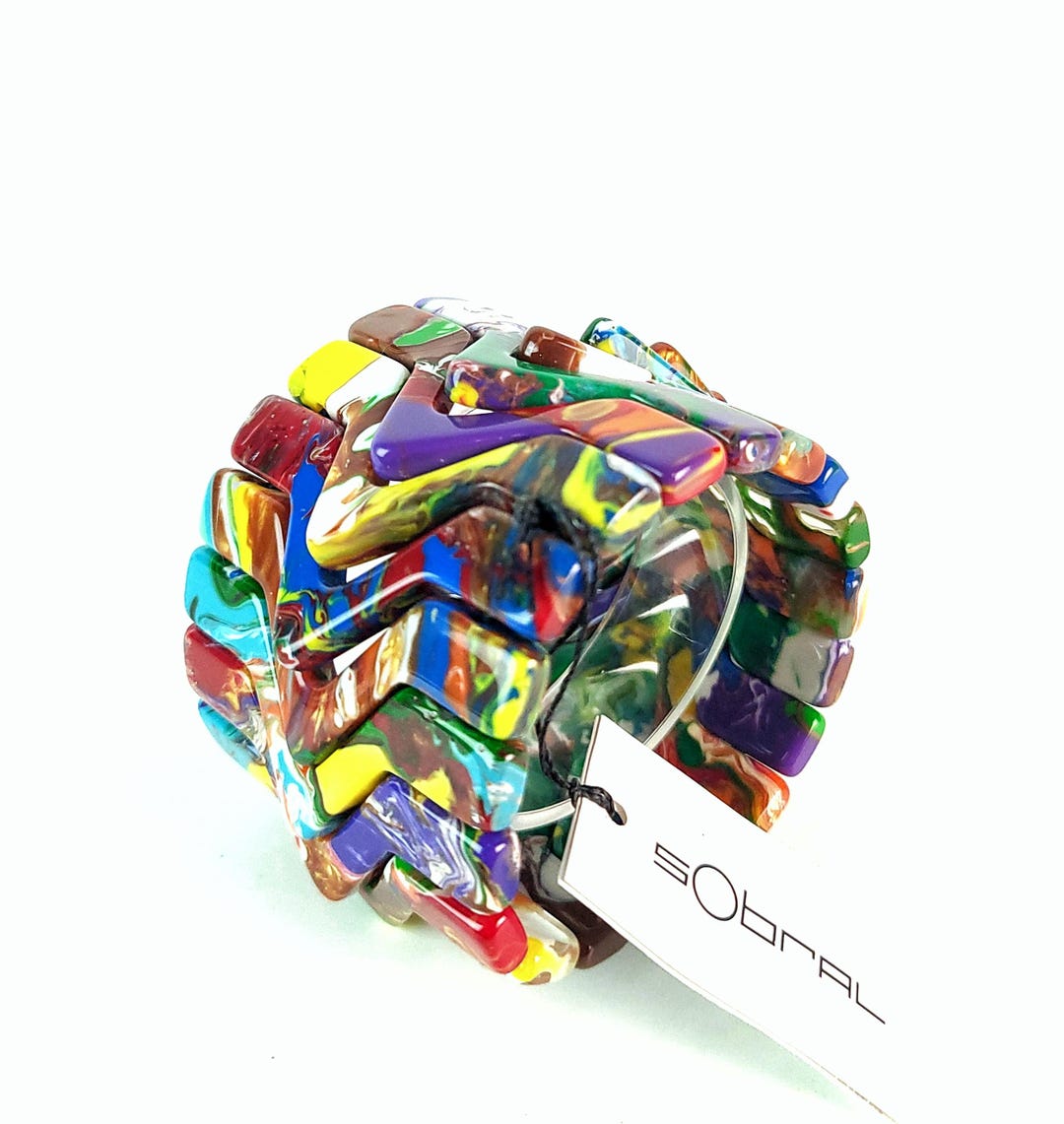 Sobral Geometria Pollock Multicolor Beads Artist Made Stretch Bracelet ...